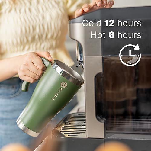 Bluwing 30 oz Tumbler with Handle-Travel Coffee Mug with Spill Proof Lid, Double Wall Vacuum Insulated Tumbler Cups for Women and Men(Black)