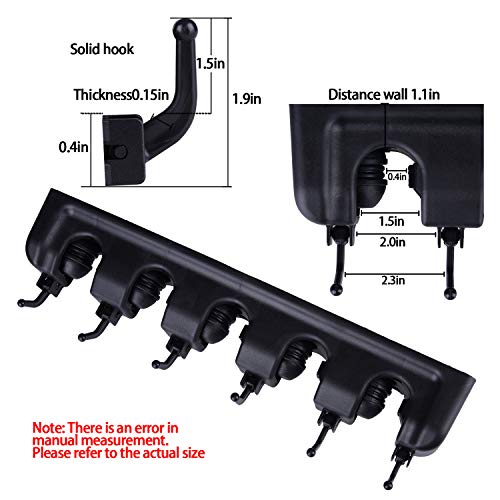Mop Broom Holder Wall Mounted, Cleaning Tools Rack Hanger with 5 Slots 6 Hooks, Garage Organizer for Closet Kitchen Garden Garage Basement (Black)