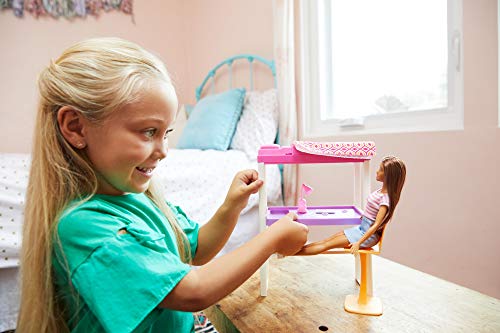 Barbie Doll and Furniture Set, Loft Bed with Transforming Bunk Beds and Desk Accessories, Gift Set for 3 to 7 Year Olds