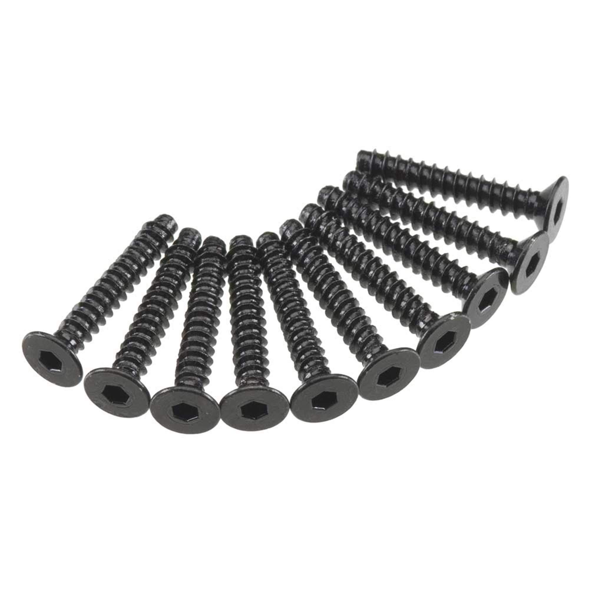 Axial AXA468 Hex Socket Tap Flat Head Screws (10-Piece), 3x18mm, Black