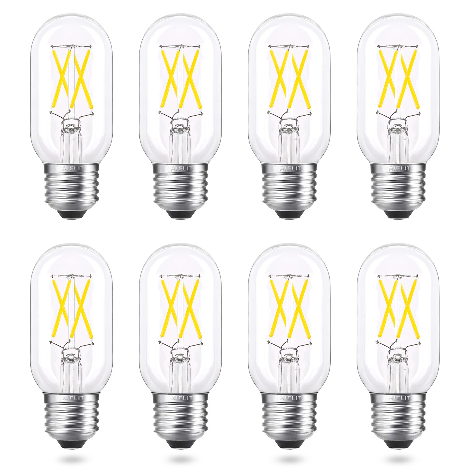 AIELIT 40 Watt Equivalent E26 LED Bulb Dimmable, Daylight White 5000K, Energy Efficient 4W, 400lm Tubular Edison T14 T45 LED Light Bulbs for Pendant Sputnik Vanity Chandelier Wall Sconce, 8 Pack
