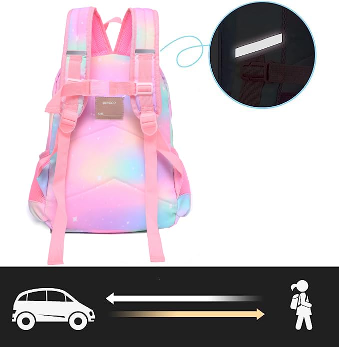 BIBDOO Kids Backpack for Girls with Insulated Lunch Box Toddler School Bag Set (Unicorn)