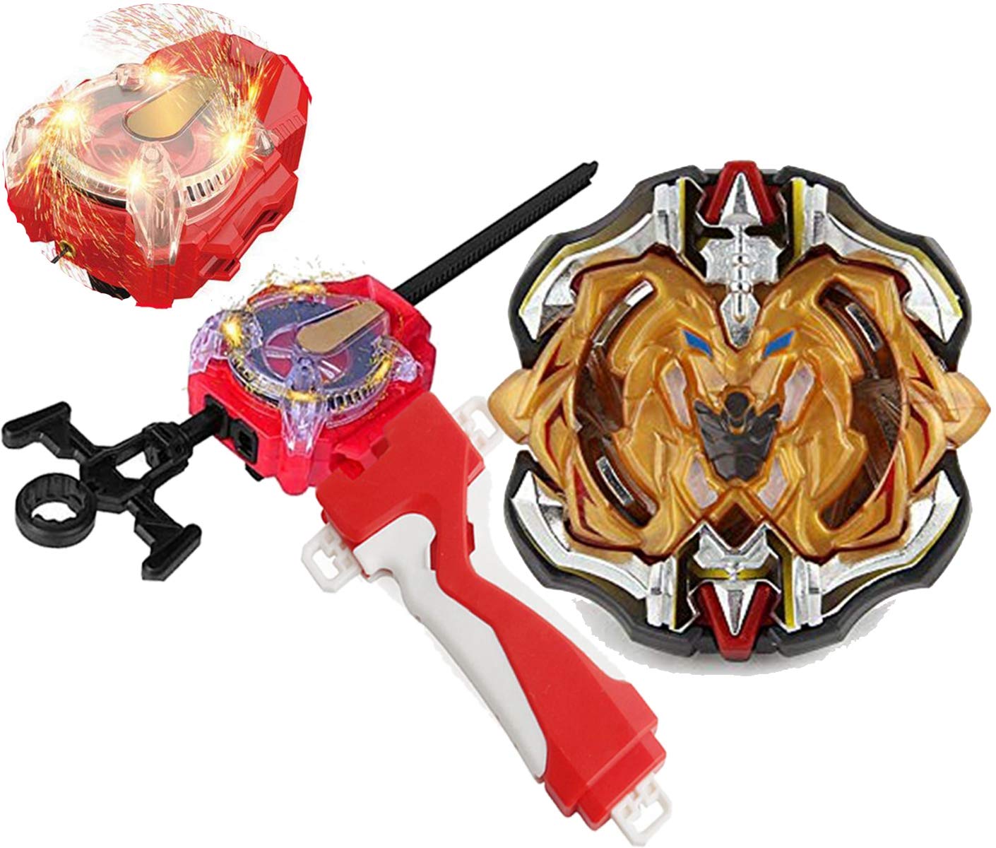 Bey Battle Burst Blade Evolution Turbo B-115 Booster Archer Hercules.13ET Red Sparking Left & Right Launcher Handle Grip Starter Set Gaming Tops God Bay Lr Beylauncher Spinning Toy Gift for Boys Teens