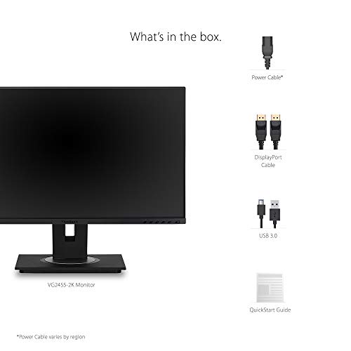 ViewSonic VG2455 24 Inch IPS 1080p Monitor with USB C, HDMI, DisplayPort, VGA and 40 Degree Tilt Ergonomics for Home and Office