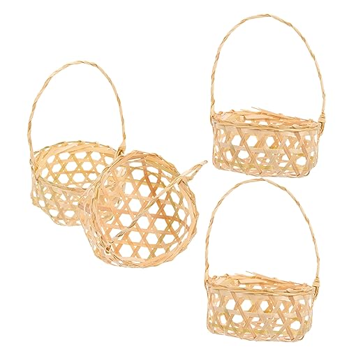 Abaodam 8 Pcs Portable Bamboo Basket Decorative Basket Kitchen Egg Basket Miniature Flower Basket Mini Picnic Basket Wicker Bread Tiny Fruit Basket Multifunction Multipurpose Basket