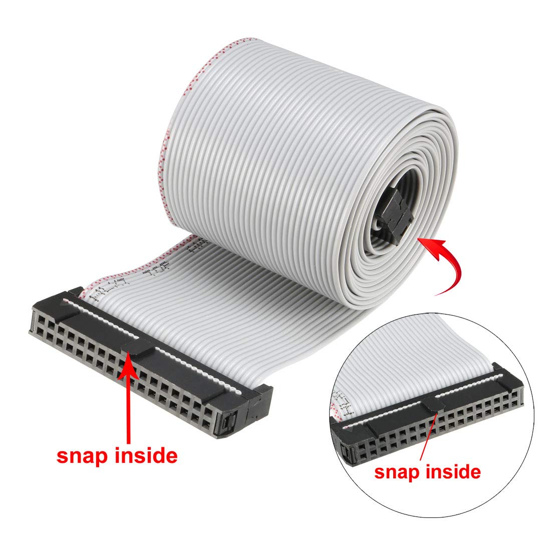 uxcell IDC Gray Wire Flat Ribbon Cable 34 Pins 128cm Length 2.54mm Pitch Type-B
