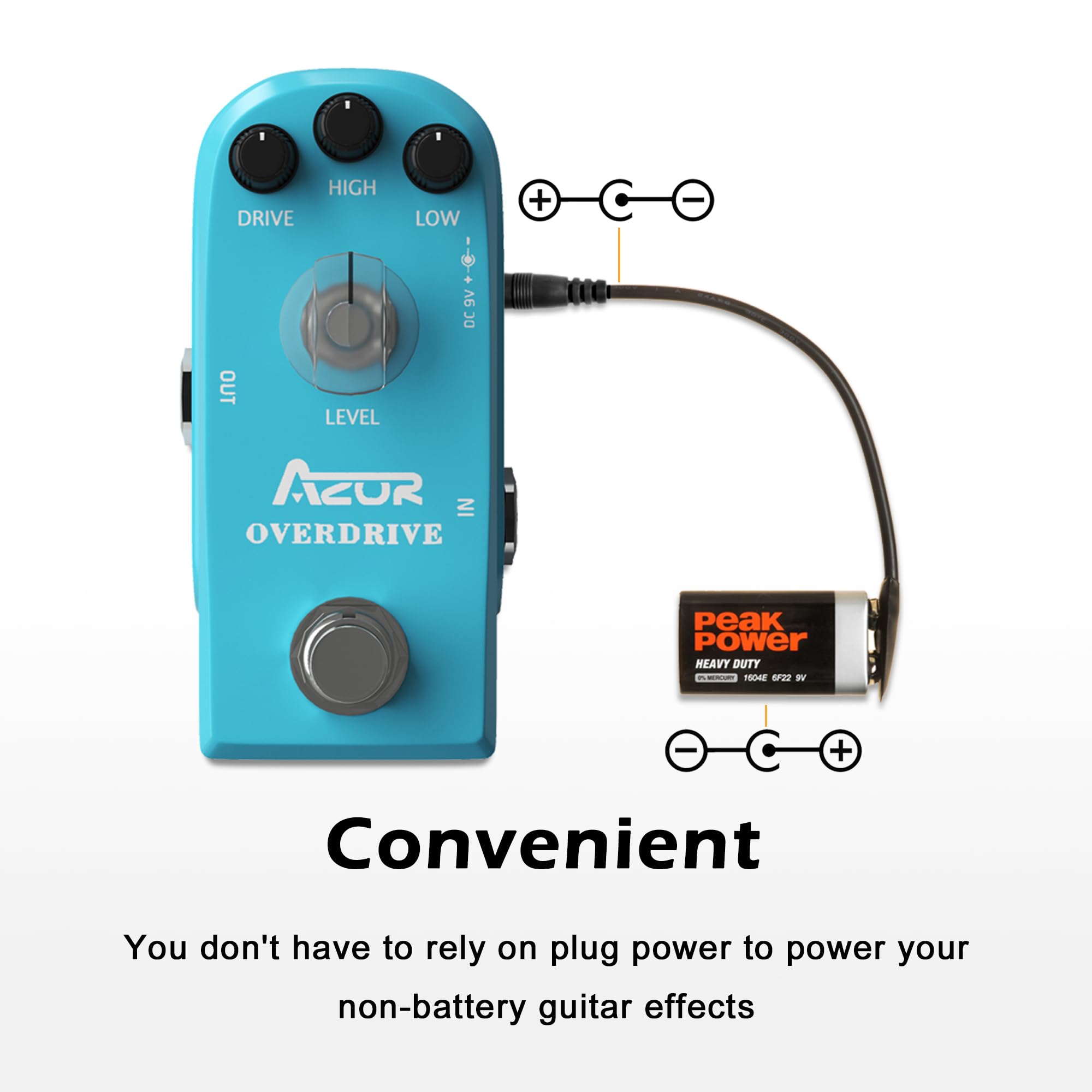 AZOR Vintage Distortion Guitar Effect Pedal with Guitar Pedal Power Cable Classical Electronic Pedal Aluminium-alloy Red