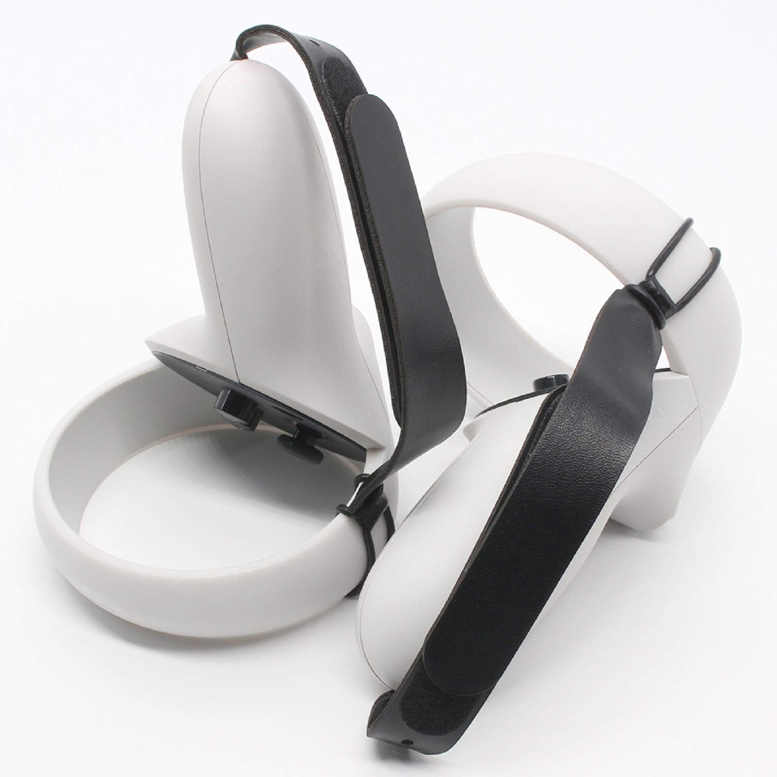 SINYUDUN Knuckle Strap for Oculus Quest 2, Comfortable Touch Controller Grip Accessories, Adjustable PU Leather Wrist Strap (1 Pair)