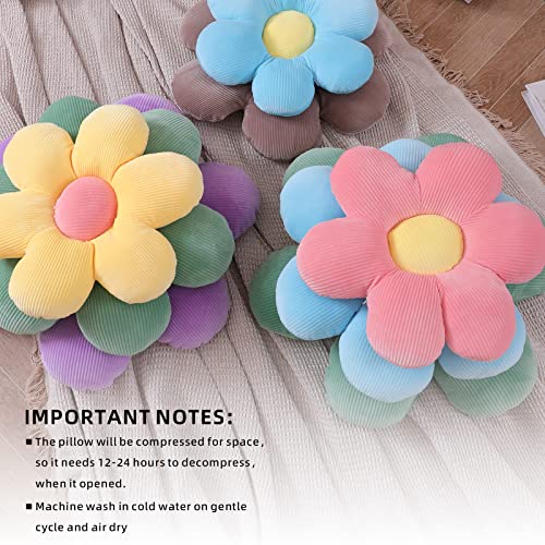 Baiyuruodie Flower Pillow Bed Pillow Round Pillow Decorative Pillow Car Pillow Standard Pillows Home Chair Pads (40cm(15.7 in), Creamy-White)
