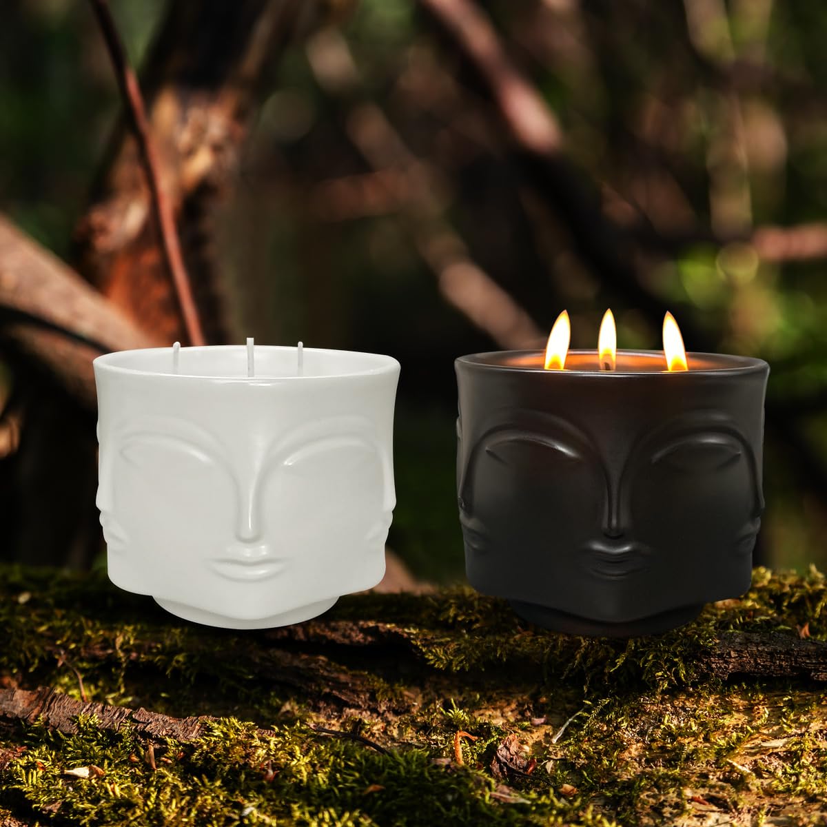 Outdoor Decorative White Large Citronella Candle, 20oz, Ceramic, Repelling 3 Wick Scented Candles, 100% Soy, for Patio Decor, Outside Table Decor, Camping Accessories
