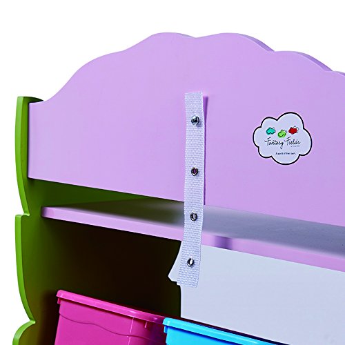 Fantasy Fields - Magic Garden Kids Wooden Furniture, Toy Organizer with 6 Removable Bins and Extra Storage, Combo Shelf, Pink