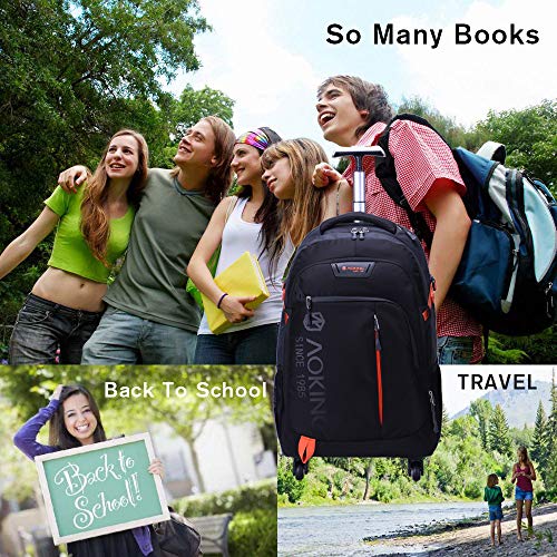 AOKING 20/22 ″ Water Resistant Rolling Wheeled Backpack Laptop Compartment Bag (22 inch, Purple)