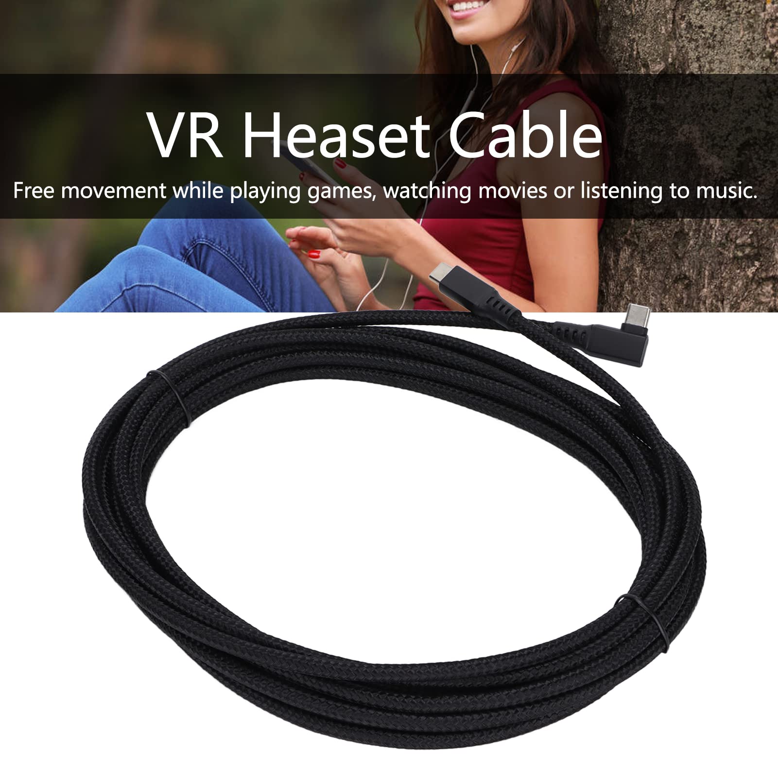 EBTOOLS USB 3.0 C to C/A Knit Cable, High Speed USB 3.0 Type C to Type A VR Heaset Cable, Used for Oculus Quest 2/1 PC(3m)