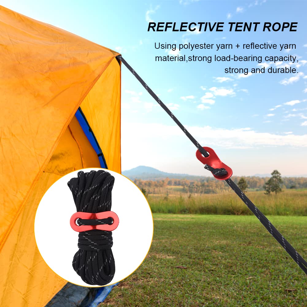 8pcs Outdoor Guyline Tent Cords Reflective Tent Guy Lines Rope Lightweight Camping Rope with Aluminum Cord Adjuster for Tent Tarp, Canopy Shelter, Backpacking