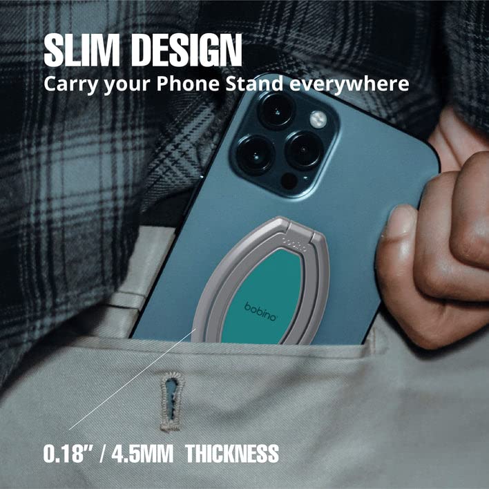 Bobino Kickflip Phone Stand β Versatile Cell Phone Holder Compatible with All Smartphones β Adjustable Angle Phone Mount for Video Watching and Recording β Ultra-Slim Foldable Phone Desk Stand