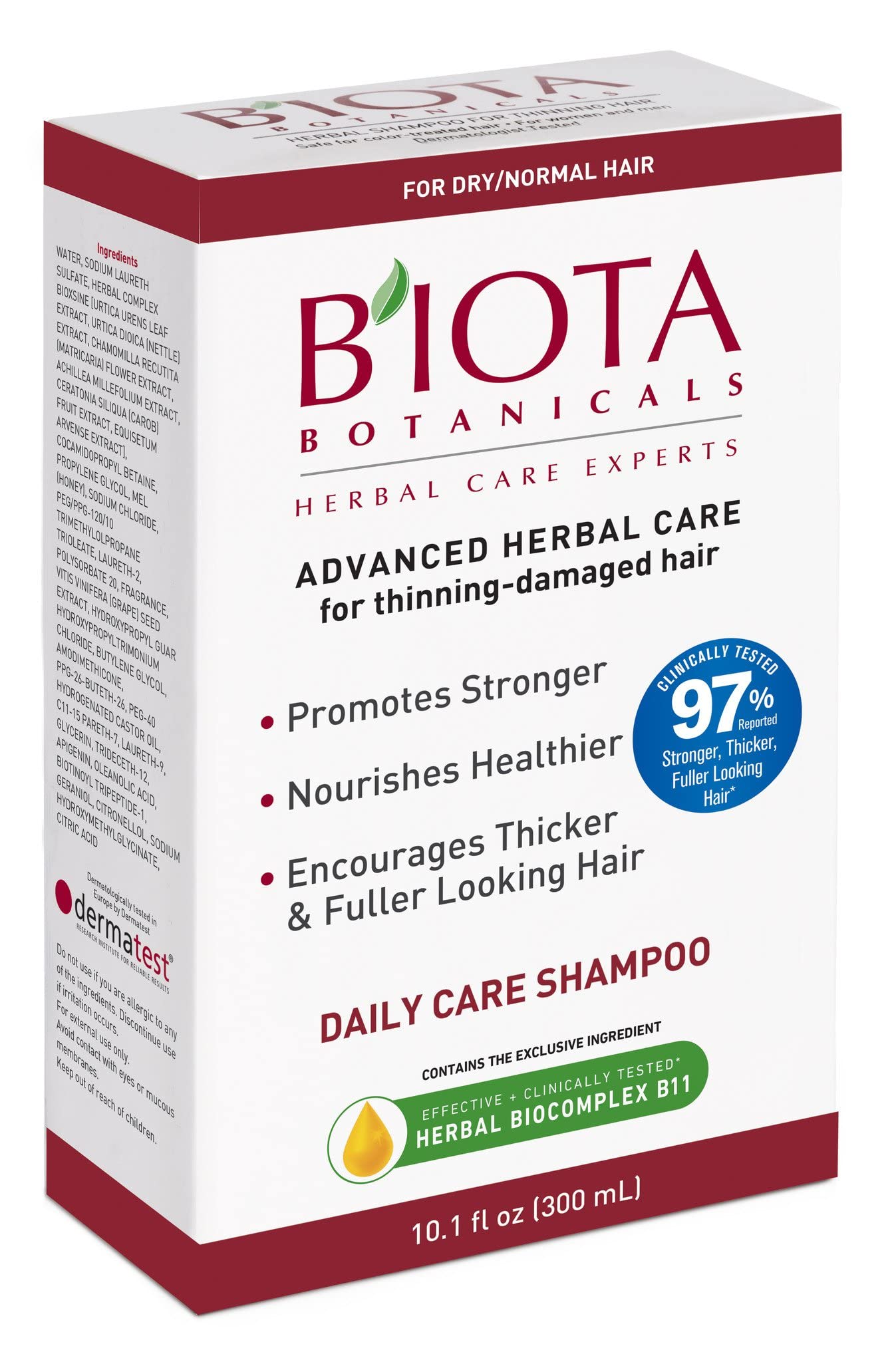 B'IOTA Botanicals Herbal Care Experts Daily Care Shampoo For Normal/Dry Thinning Hair 10.1 oz ( Pack of 2)