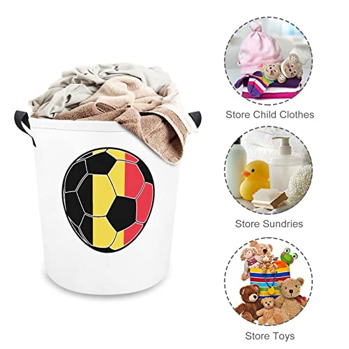 Belgium Soccer Large Laundry Basket Hamper Bag Washing with Handles for College Dorm Portable