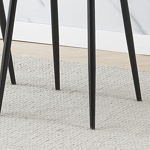 BELIFEGLORY Occasional Velvet Dining Chairs Set of 4 Upholstered Grid Pattern Dining Room Chairs Accent Office Reception Chairs Padded Seat with Black Metal Legs for Kitchen Restaurant (Orange)