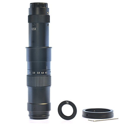 HAYEAR HD 0.7X-4.5X 180X Zoom C-Mount Parallel Light Lens for Zoom Monocular Industry Microscope Camera Glass Lens 40mm/50mm Ring