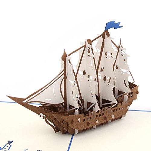 Liif Set Sail Ship 3D Greeting Fathers Day Pop Up Card For All Occasions, Congratulations, Fathers Day Card, Graduations, Retirement Card, Get Well