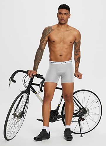 BALEAF Men's Cycling Underwear 4D Padded Bike Shorts Padding Road Biking Bicycle MTB Liner Shorts Spin Underpants, Grey L