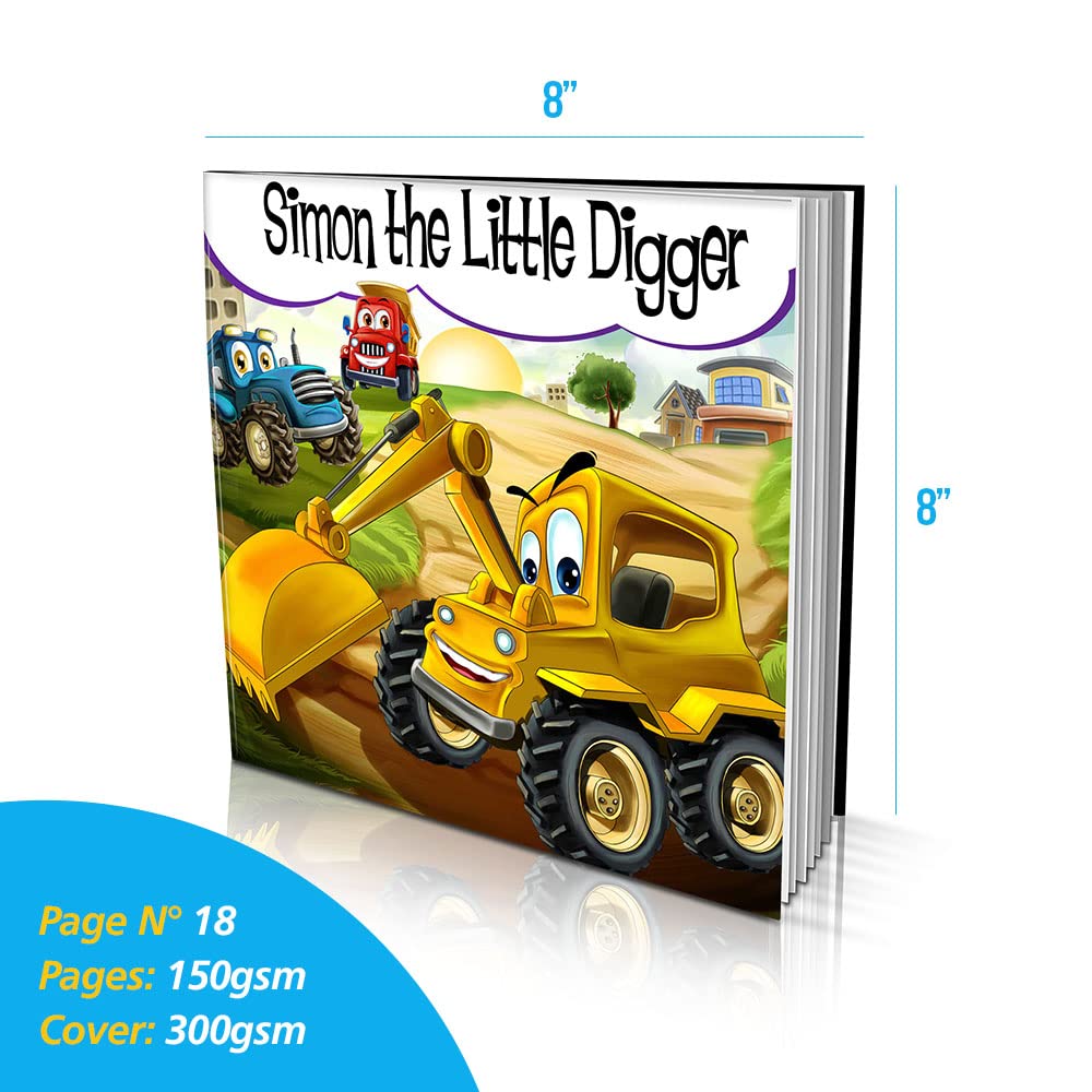 Personalized Story Book by Dinkleboo - The Little Digger Story - Teaches Your Child About Teamwork - for Children Aged 0 to 8 Years Old - Soft Cover - Smooth, Glossy Finish (8"x 8")