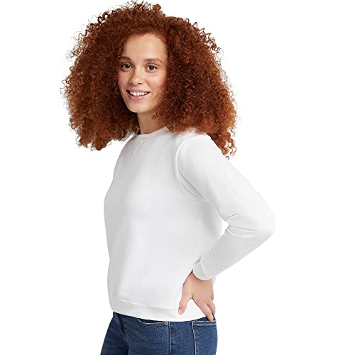 Hanes Women's EcoSmart Crewneck Sweatshirt, White, Large