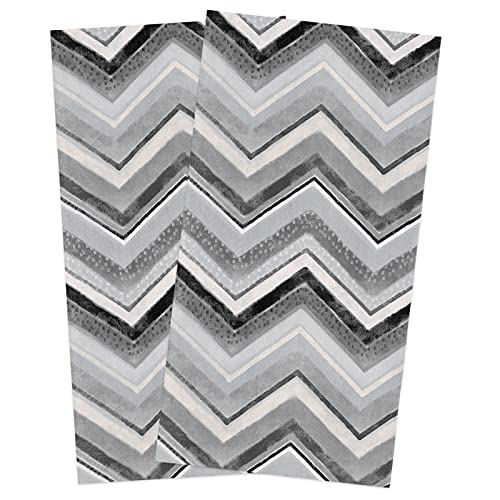 Big buy store Gray Wave Striped Zig Zag Chevron Kitchen Dish Towels Set of 2, Soft Lightweight Microfiber Absorbent Hand Towel Nordic Style Tea Towel for Kitchen Bathroom 18x28in