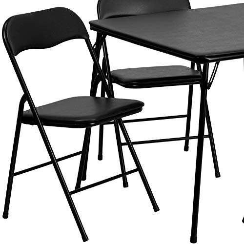 Flash Furniture Madison 5 Piece Black Folding Card Table and Chair Set