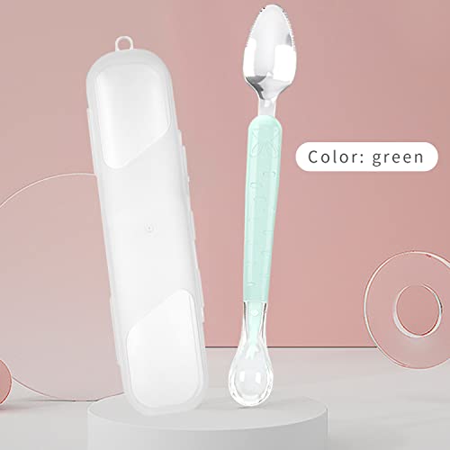 Double Head Baby Silicone Food Spoon (green),portable scraping mud.munchkin ezpzbaby brezza baby led weaning supplies (Green)