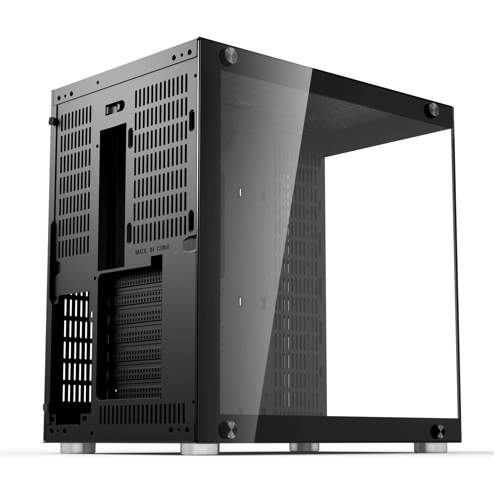 aigo AZ300 Computer Case mid Tower 3.0 USB Tempered Glass Panel ATX Micro-ATX Game Case Without Computer case Fans (Black)