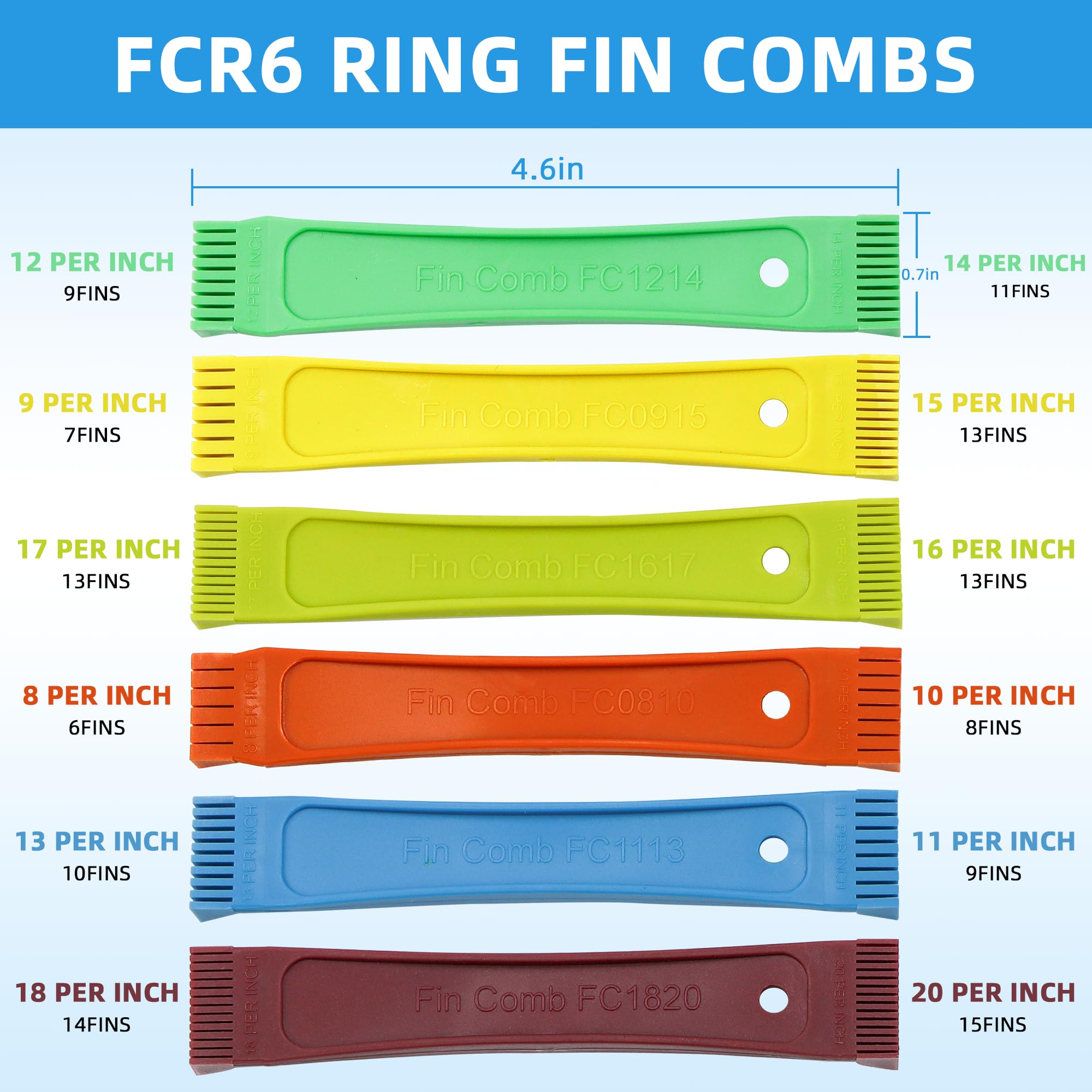 AMI PARTS 3 PCS Air Conditioner Fin Comb Condenser Fin Straightener Include FCR6 Fin Comb, Plastic Air Conditioner Fin Comb and Metal Radiator Fin Comb for Air Conditioner Condenser
