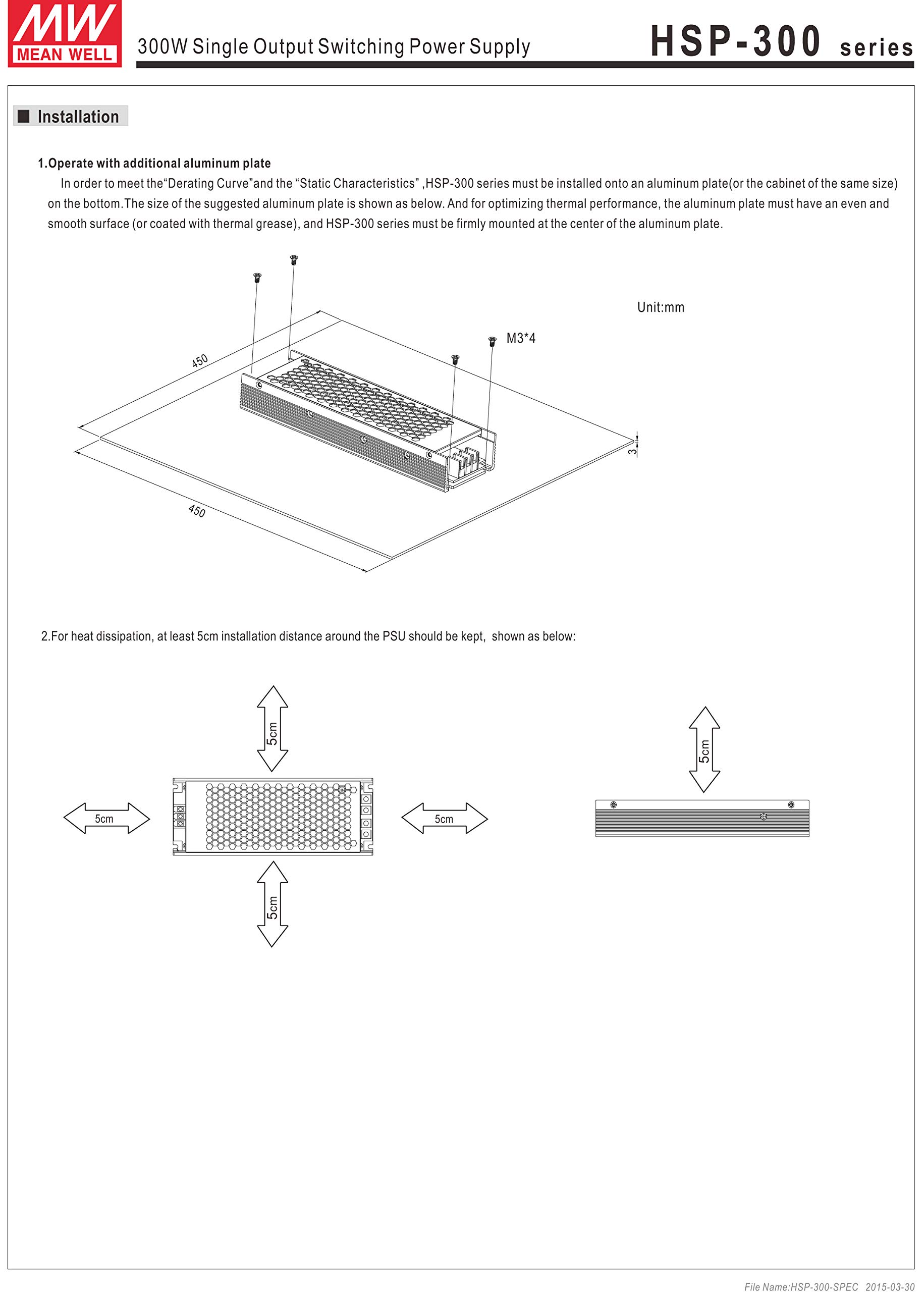 MEAN WELL HSP-300-5 5V 60A 300W Single Output with PFC Function LED Sign Panel