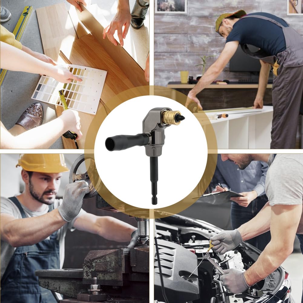 Durable Right Angle Drill Attachment, Detachable 90 Degree Screwdriver Right Angle Drill Attachment DIY Socket Adapter For Use with Cordless Drill and Impact Driver
