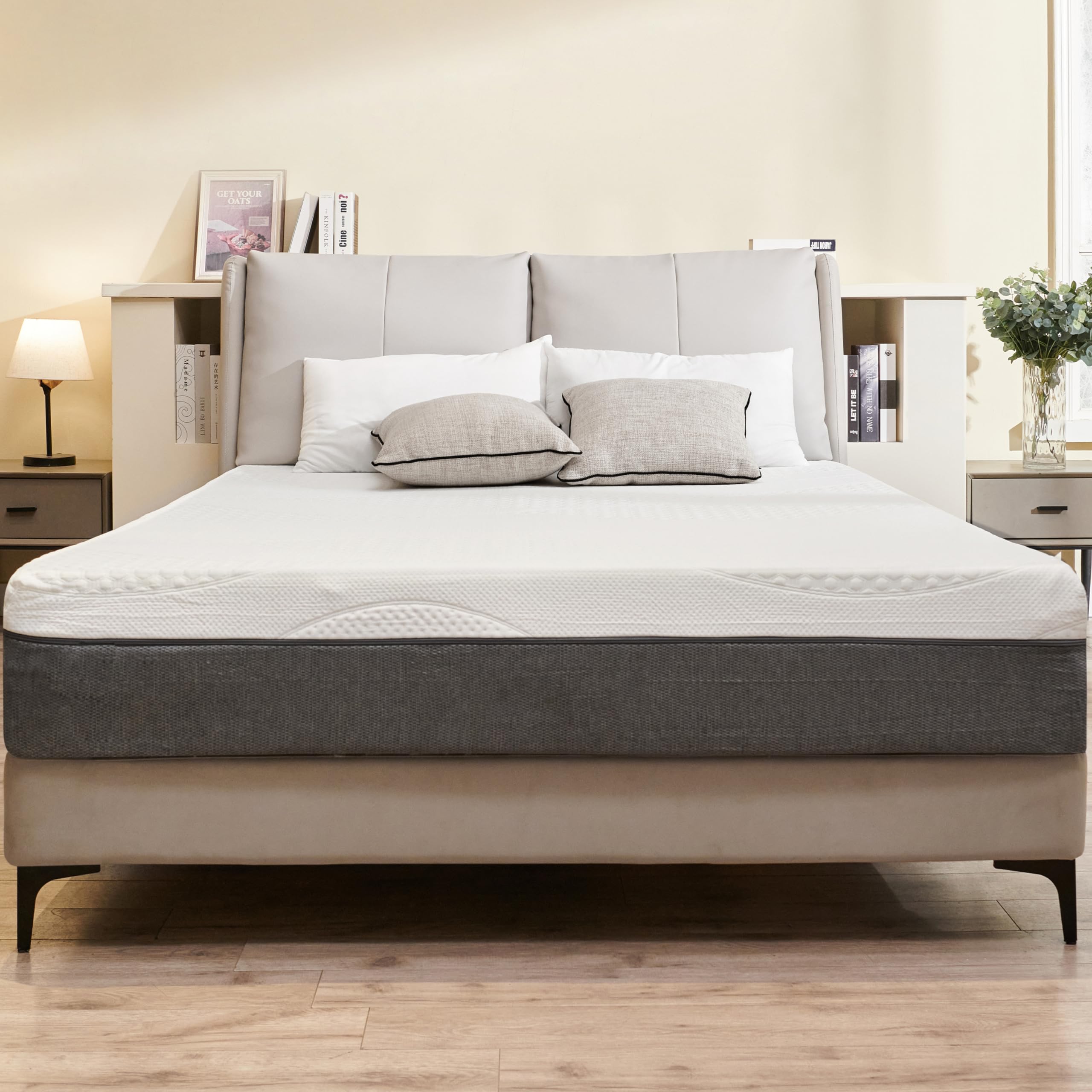 BDEUS 10 inch Gel Memory Foam Mattress for Cooling Sleep Pressure Relief Medium Firm Bed Mattresses CertiPUR-US Certified