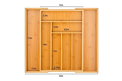 Heim Concept Drawer Organizer Bamboo Cutlery Tray Silverware Organizer/Utensil Holder, Drawer Dividers Organizer for Silverware, Flatware, Knives in Kitchen