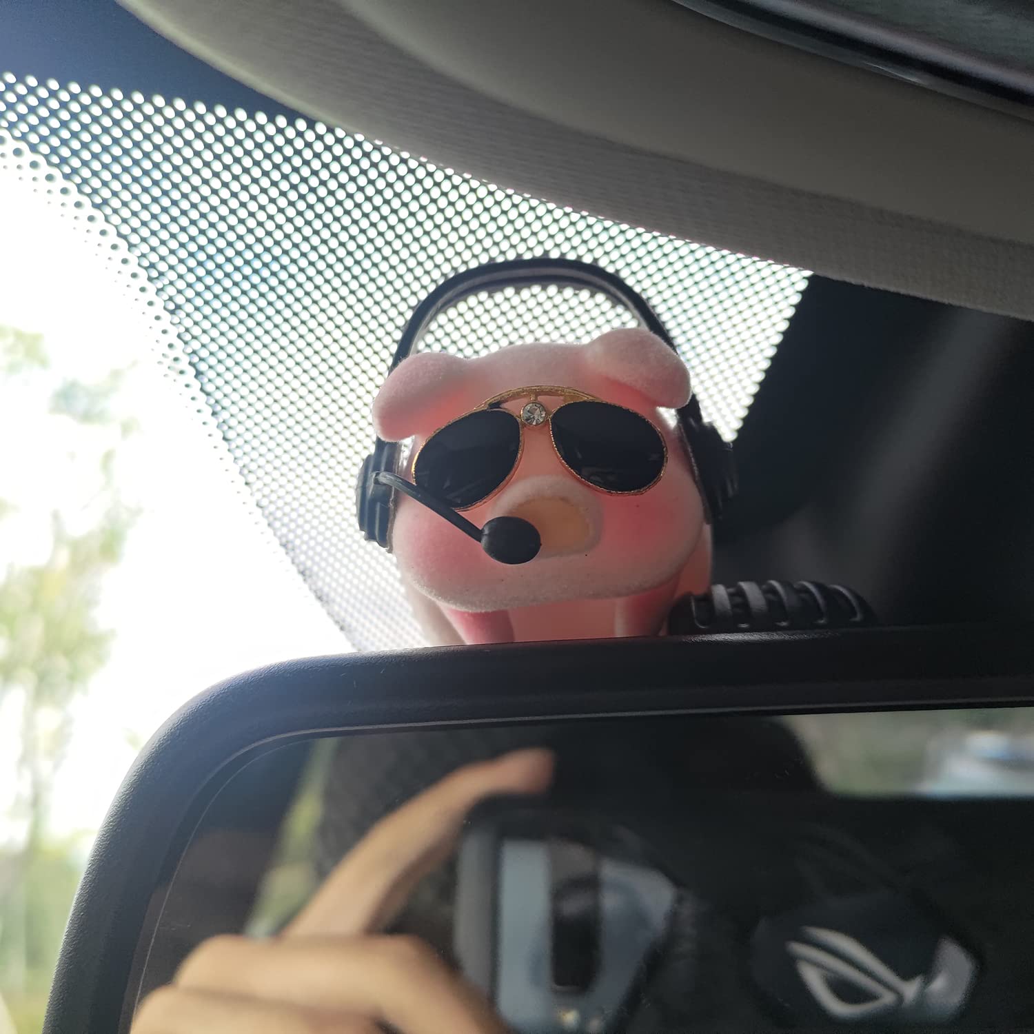 Car Rear View Mirror Pendant Lucky Piggy Hanging Ornament Auto Interior Decoration , Office Home Gardening Hanging (Pilot)