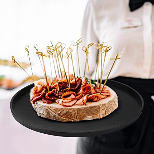 Round Natural Wood Serving Tray, 13inch Wooden Plate Platter Tea Food Dishes Water Drink for Countertop Kitchen Coffee Table Breakfast