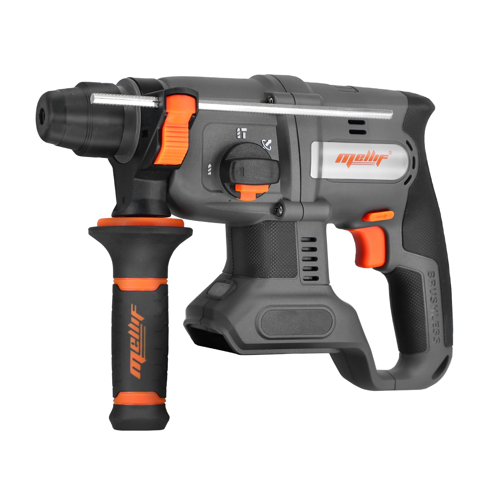 Mellif Brushless Rotary Hammer Drill Compatible with Dewalt 20v Max Battery, 1 1/8 in SDS Plus 1,400RPM, Heavy Duty Safety Clutch, 4 Modes for Concrete, Masonry, Wood, Metal (Tool Only)