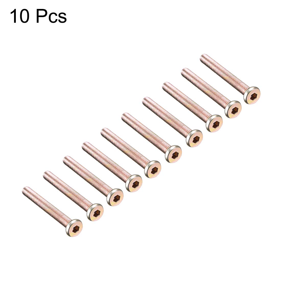 uxcell M6x50mm Furniture Bolt Hex Socket Drive Round Head Screw Zinc Plated 10pcs
