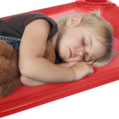 ECR4Kids Stackable Kiddie Cot, Ready-to-Assemble, Standard Size, Classroom Furniture, Red, 6-Pack