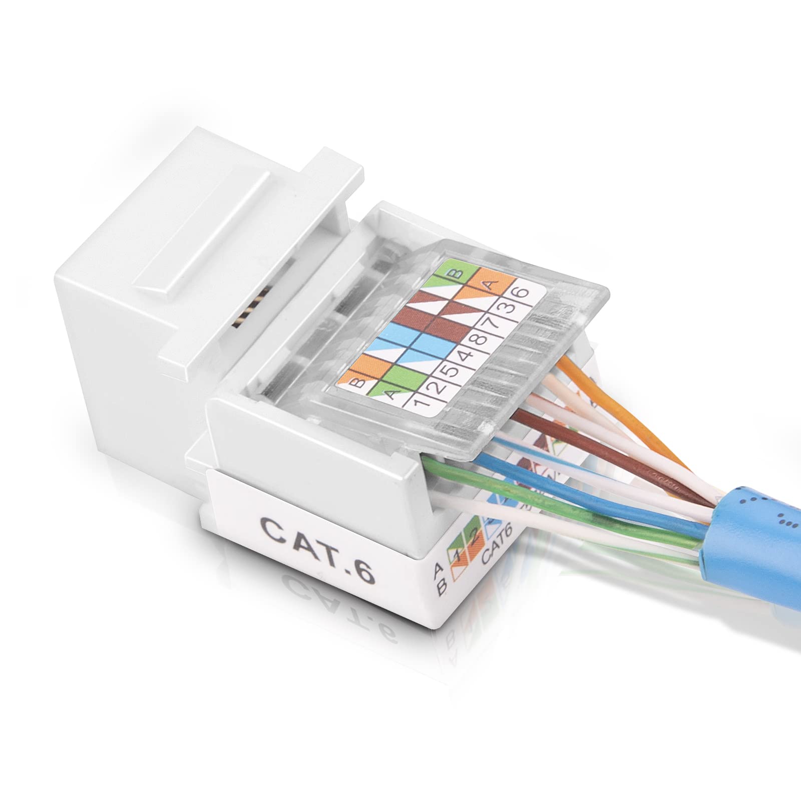 iGreely RJ45 Keystone Jack - 10Pack RJ45 CAT6/CAT5e Tool-Less No Punch Down Tool Required Gold Plated 10 GB Ethernet Cable Patch Panel Wall Plate (White)