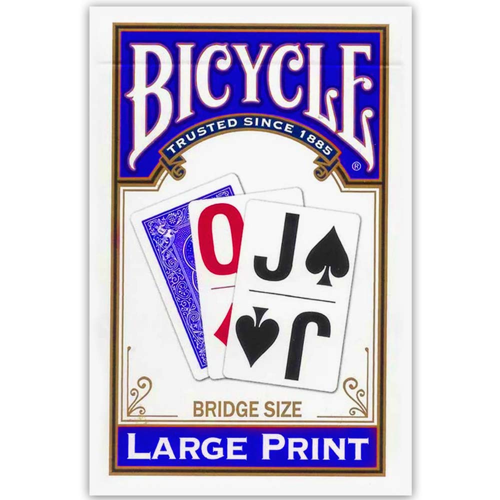 Bicycle Large Print Playing Cards, Bridge Size Playing Cards, Large Print Playing Cards for Seniors, 1 Deck, Red & Blue, Color May Vary