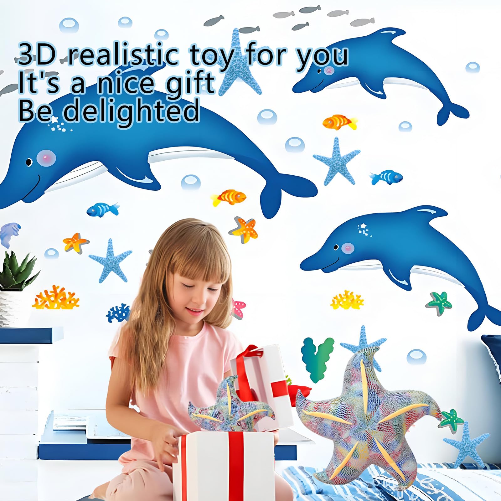 CHELEI2019 7.9" Star Shaped Pillow Plush Simulation Stuffed Starfish Sea Creature Toy Gift,Blue