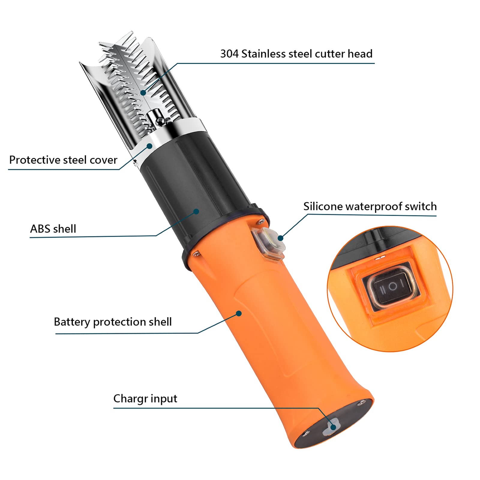 Amzchen Electric Fish Scaler Remover Cordless, Scaler, Scraper, Battery Operated Cleaner Waterproof Design Seafood Tools for Market and Home Kitchen