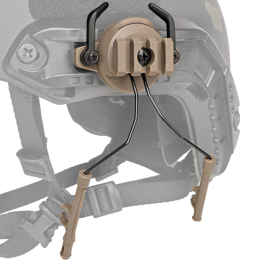 ACTIONUNION Airsoft Tactical Fast Helmet Rotatable Arc Rail Headset Adapter Kit (Tan)