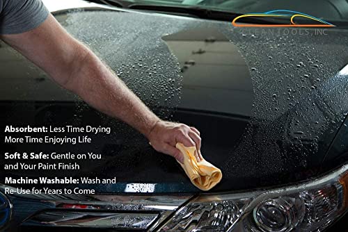 CleanTools The Absorber Synthetic Premium Drying Chamois Cloth for Car: Super Absorbent, Scratch-Free and Washable | 27-Inch x 17-Inch, Natural, Large (PN: 14943-149)
