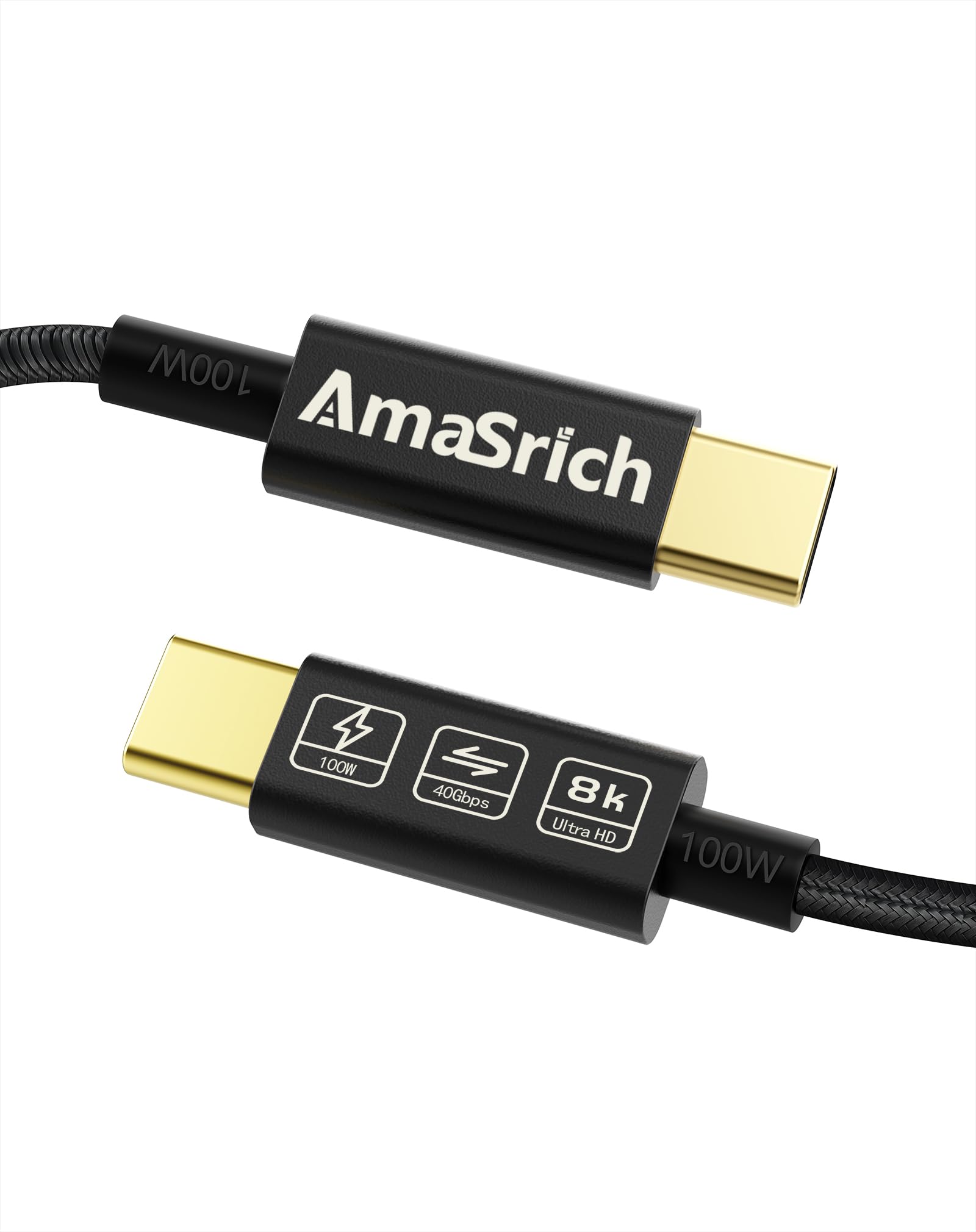Amasrich Thunderbolt 4 Cable-USB4-3.3FT / 1M, 100W / 40Gbps, 8K displayport, Type C Compatible with Thunderbolt 3/2, USB-C to USB-C, UL/FCC Certified,MacBook Pro iPad Mac Mini External SSD eGpu