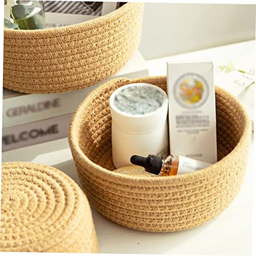 Happyyami 3 Pcs Sundries Storage Basket Organizer Baskets for Shelves Box with Lid Decorative Storage Toy Baskets Mini Woven Basket Magazine Baskets Wardrobe Baskets Sundries Box Small Child