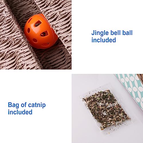 PrimePets Cat Scratcher Cardboard, Cat Scratching Pad with Ball, 2-in-1, Cat Scratch Cat Scratching Board for Indoor Cats, Removable, Corrugated, Catnip Included